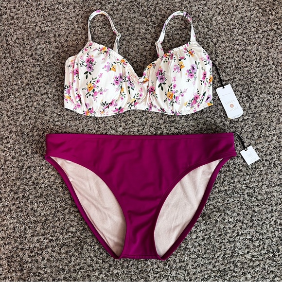Shade & Shore | Swim | Shade Shore Floral Bikini Top And Magenta Bottom ...